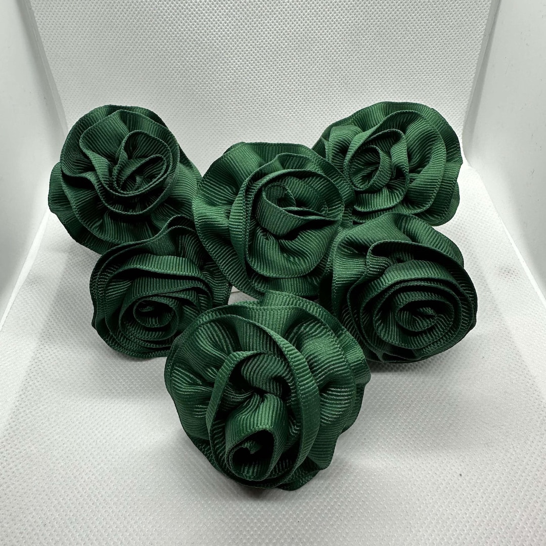 80s NOS Sears Green Ribbon Rose Napkin Rings, Set of 6 Rosette Napkin ...