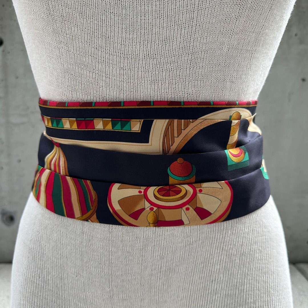 90s Salvatore Ferragamo Silk Cummerbund, Italian Designer Broad Sash ...