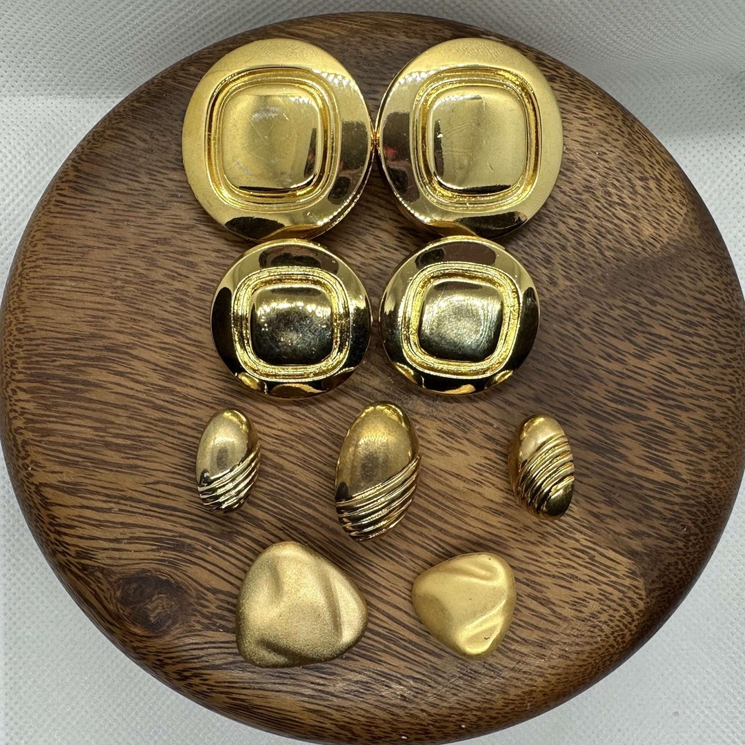 90s Gold Tone Plastic Buttons, Assorted Set of 9 Buttons, Vintage ...