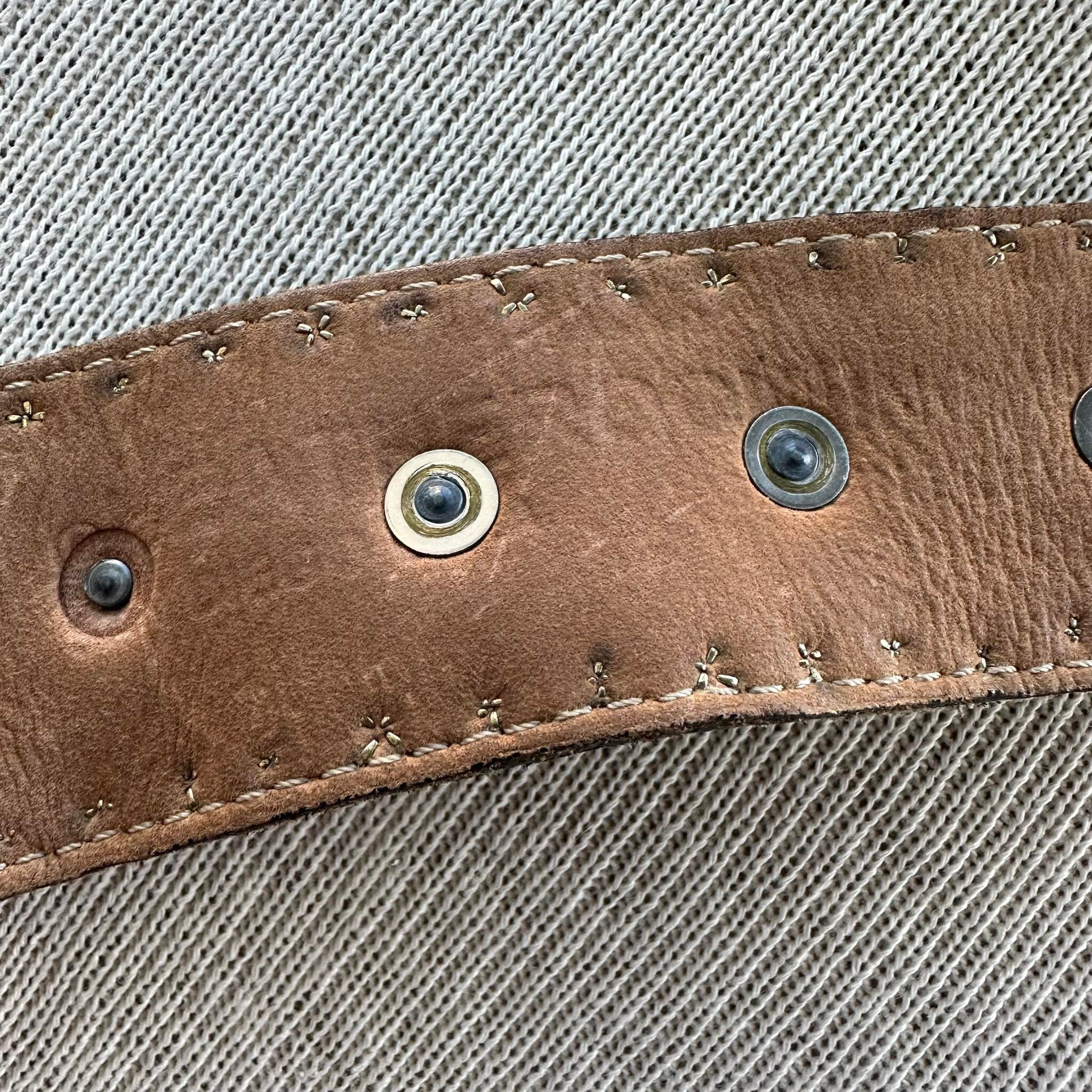 90s Leatherock Belt, Vintage Gold Tone Studded Leather Belt, Gold Metal ...