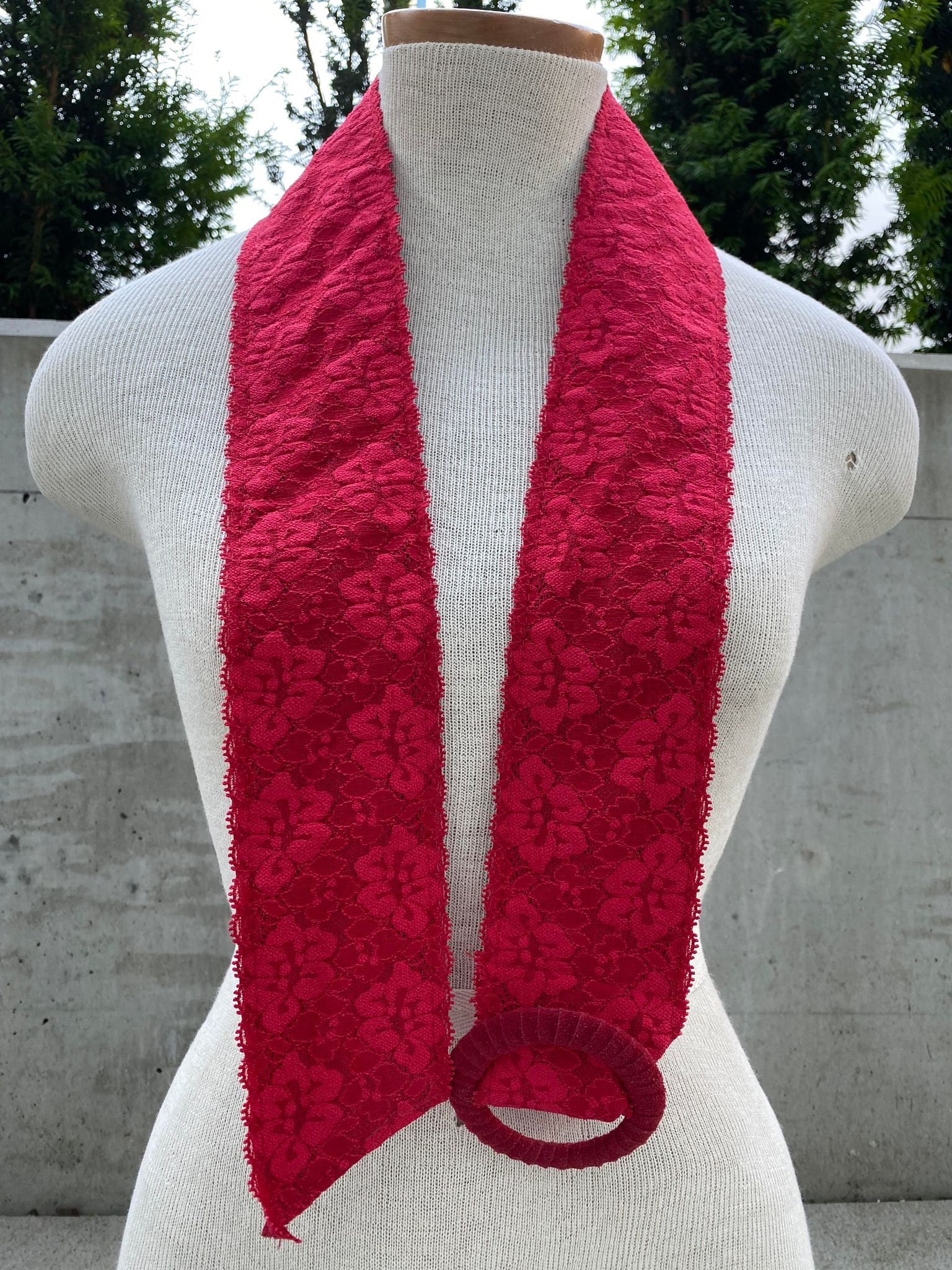 Vintage Red Lace Belt, 80s Lacey Waist Wear, Floral Lace, Round Covered ...
