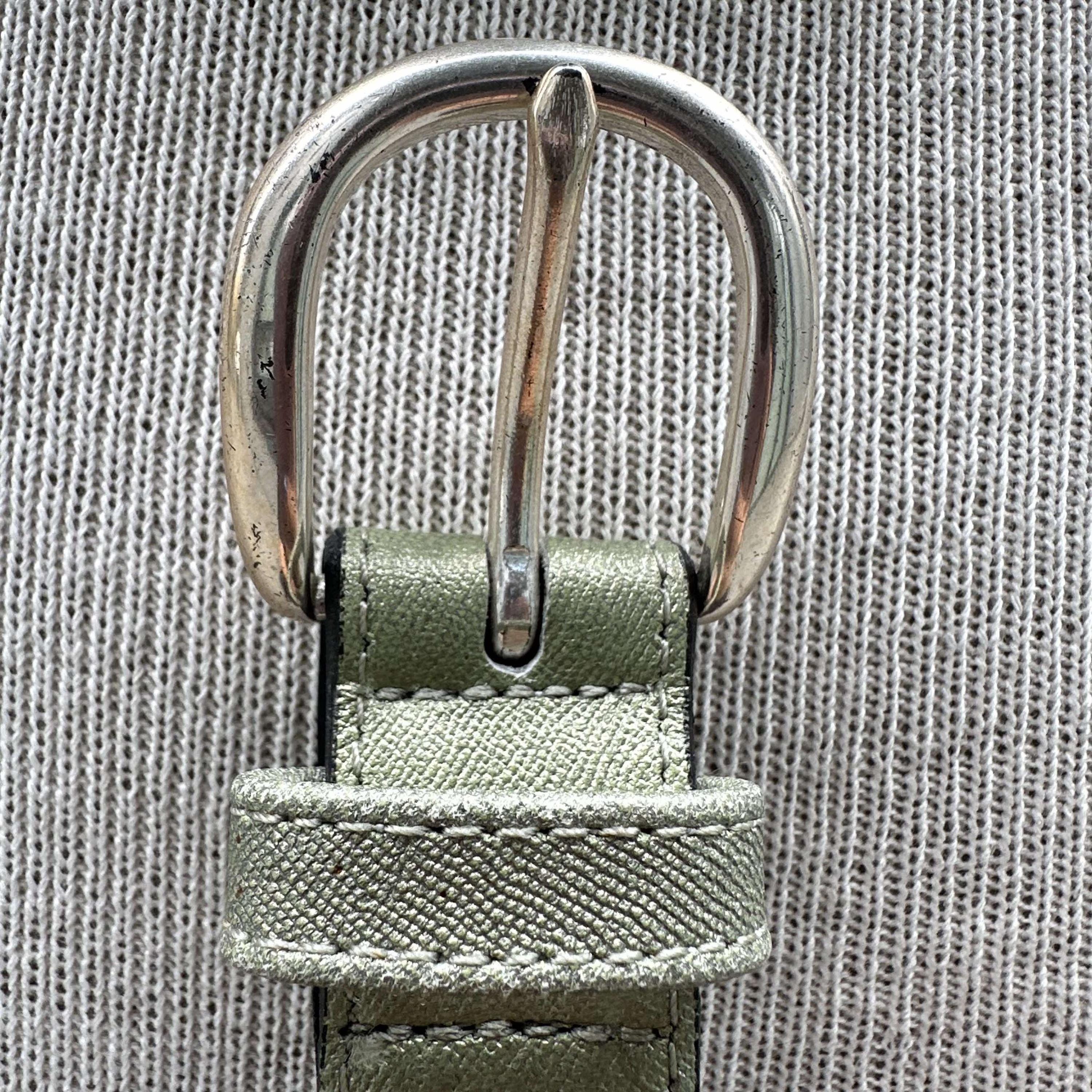 80s Margareta Belt, Vintage Olive Green Genuine Leather Belt, Silver ...
