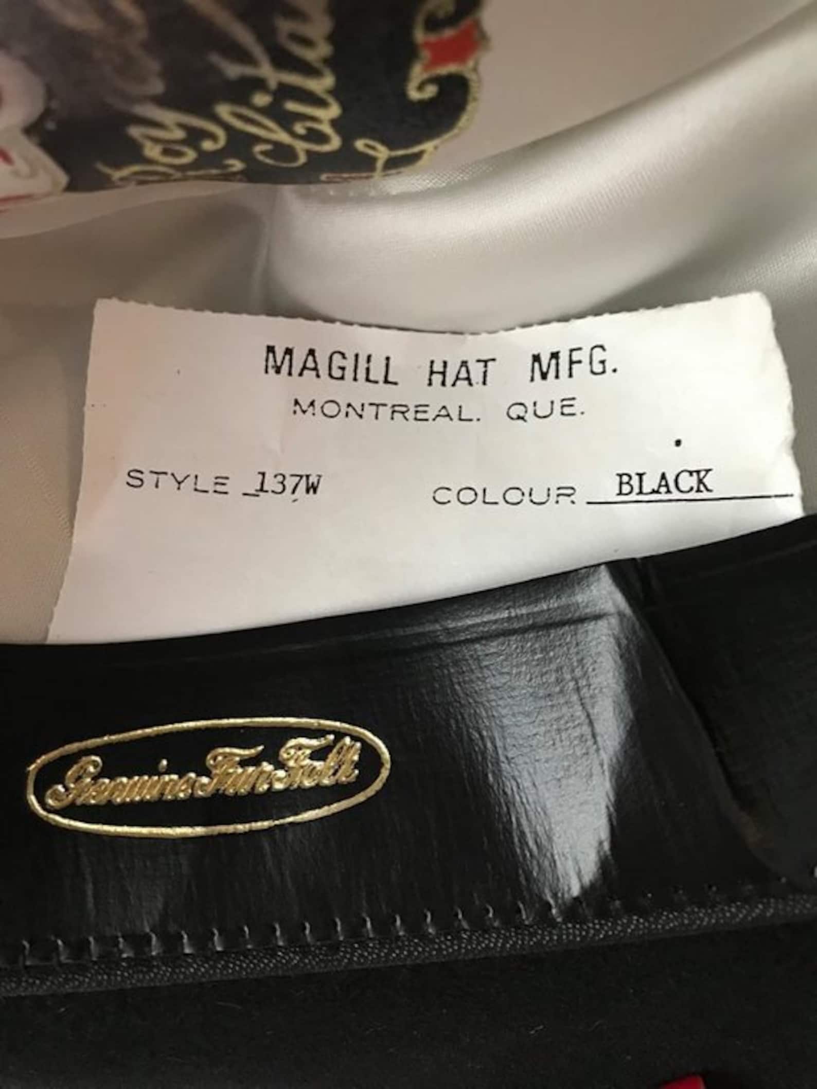 Black Rabbit Fur Felt FEDORA Hat, Vintage Magill Hat MFG, Montreal ...