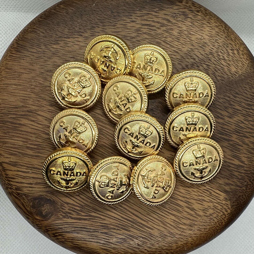 70s Gold Tone Canadian Uniform Buttons, Royal Canadian Navy, Military ...