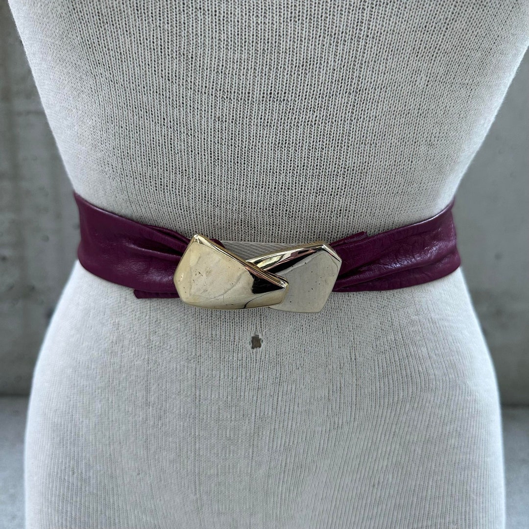 80s Ceinture Emmanuel Belt, Mulberry Tone Leather Belt, Hourglass ...