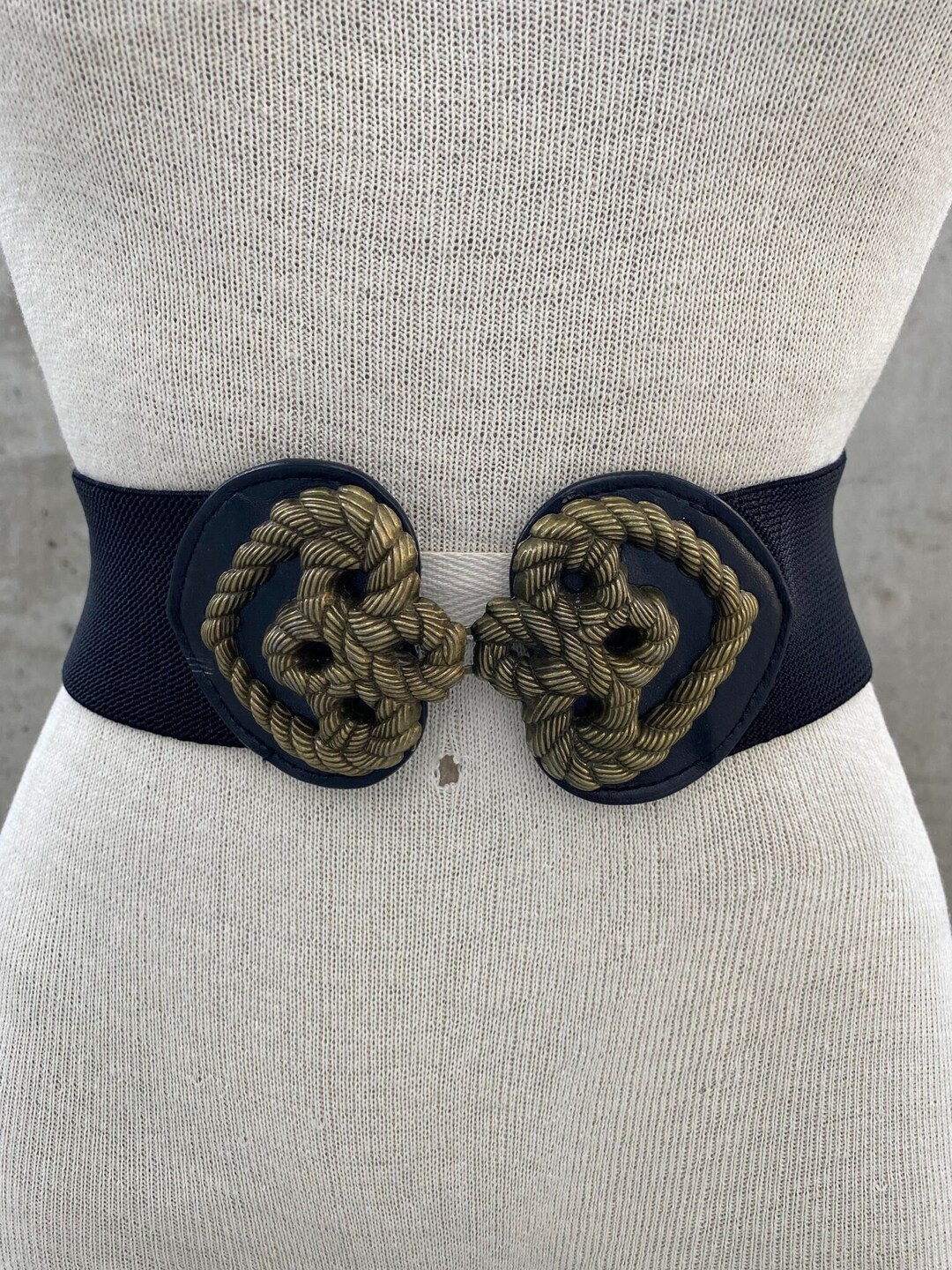 80s LA Express Belt, Vtg Black Stretch Belt, Bronze Tone Heart Buckle ...