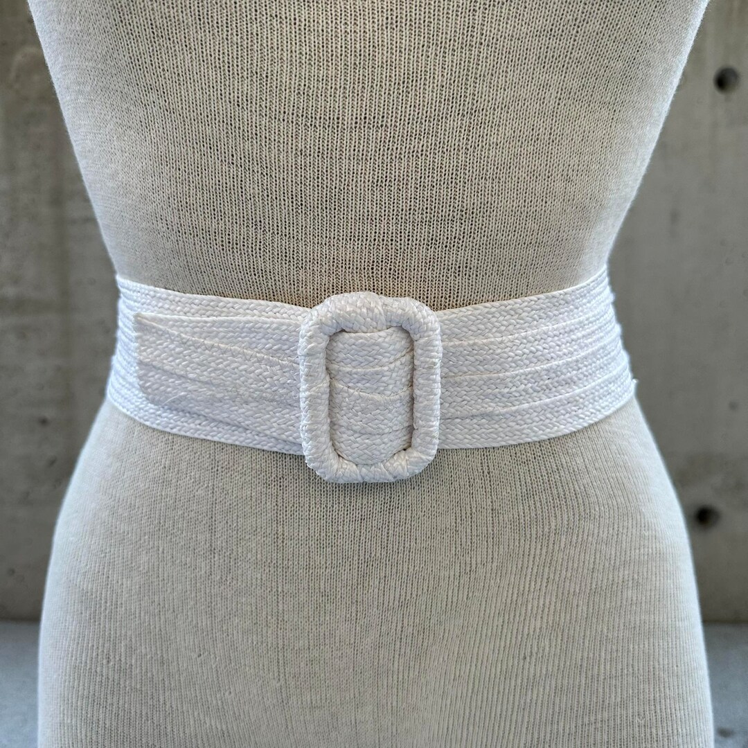 Vintage 80s White Raffia Belt, off White Straw Waistband, Retro Raffia ...