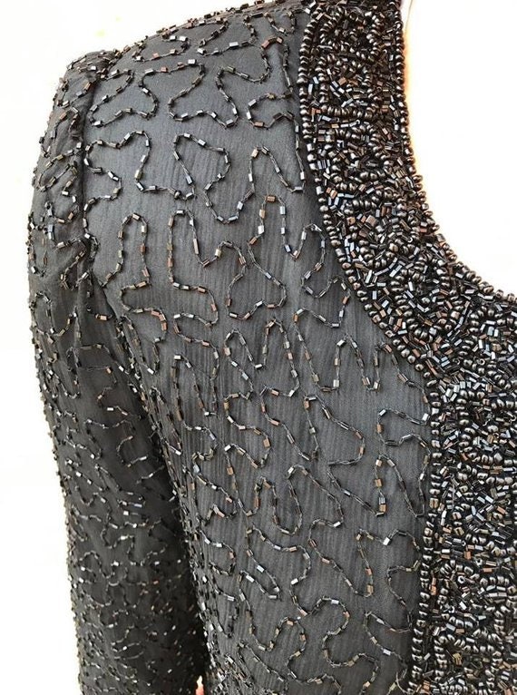 Vintage Laurence Kazar jacket, black sequined jacket,… - Gem