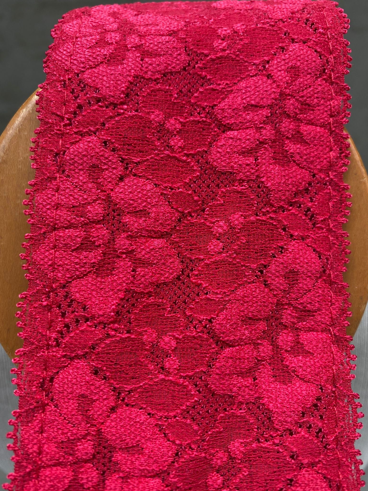 Vintage Red Lace Belt, 80s Lacey Waist Wear, Floral Lace, Round Covered ...