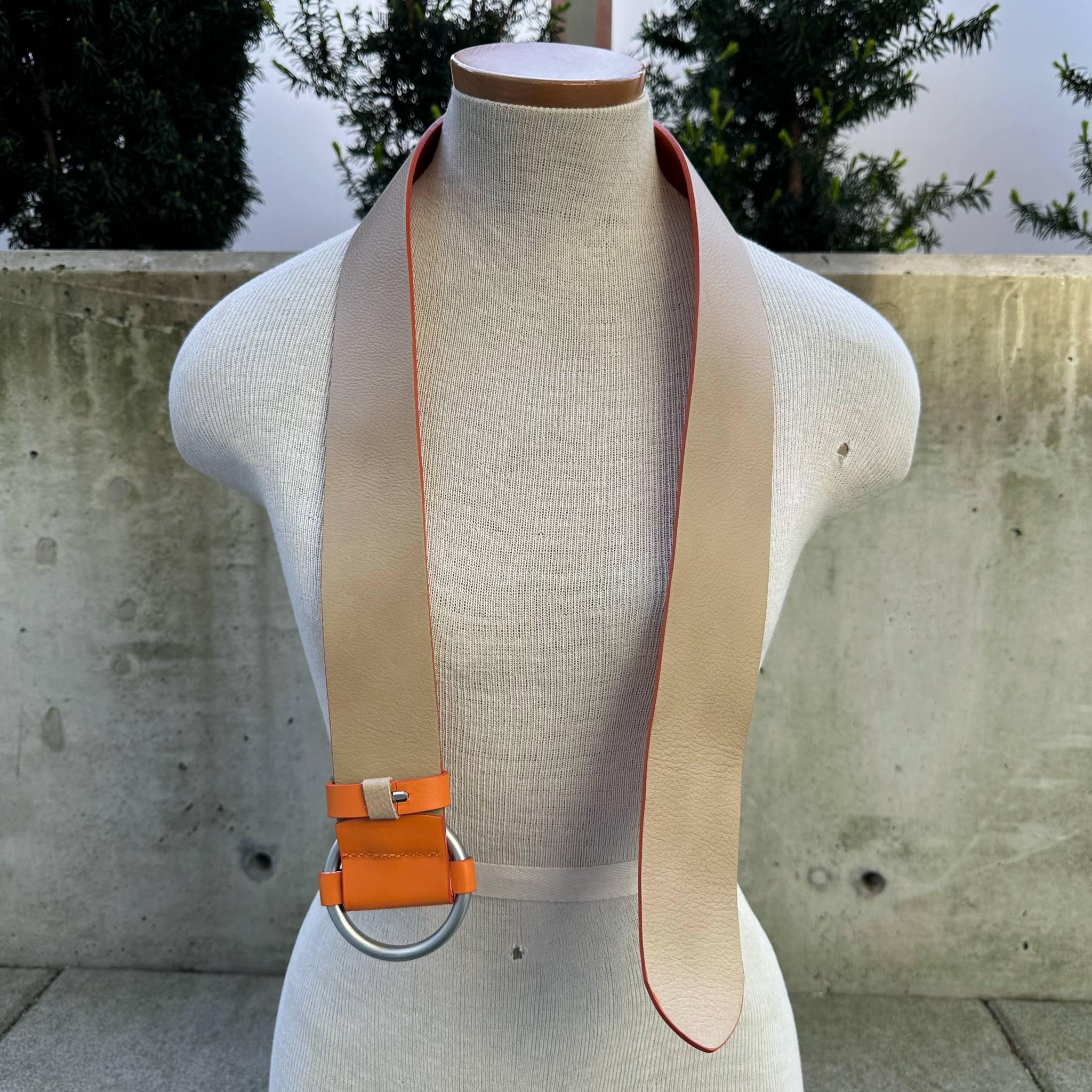 Y2K Marimekko Belt, Orange Genuine Leather Waistband, Silver Tone ...