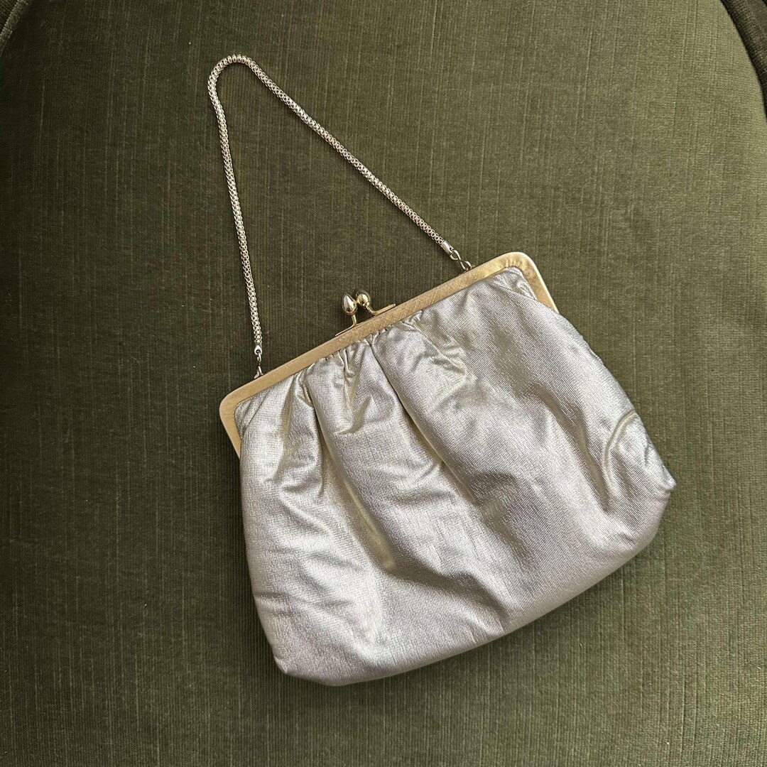 1960s Gold Tone Lame Top Handle Metallic Purse, Space Age, Maximalist ...