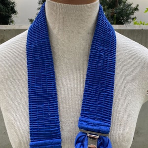 Vintage Electric Blue Fabric Elastic Belt, Fabric Rose Buckle, Knot ...