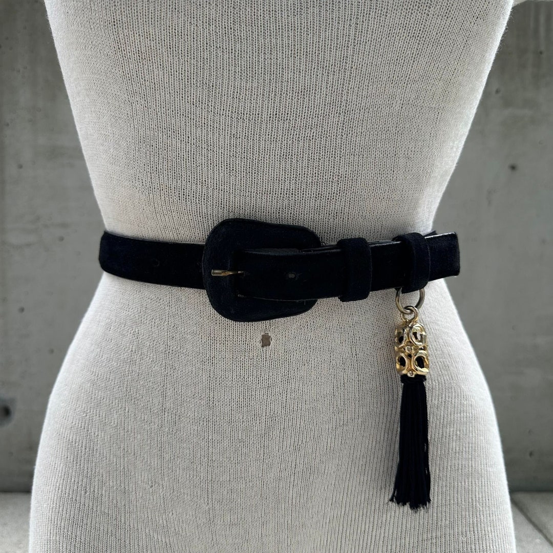 90s Points West Black Genuine Leather Belt, Vtg Classic Black Belt ...