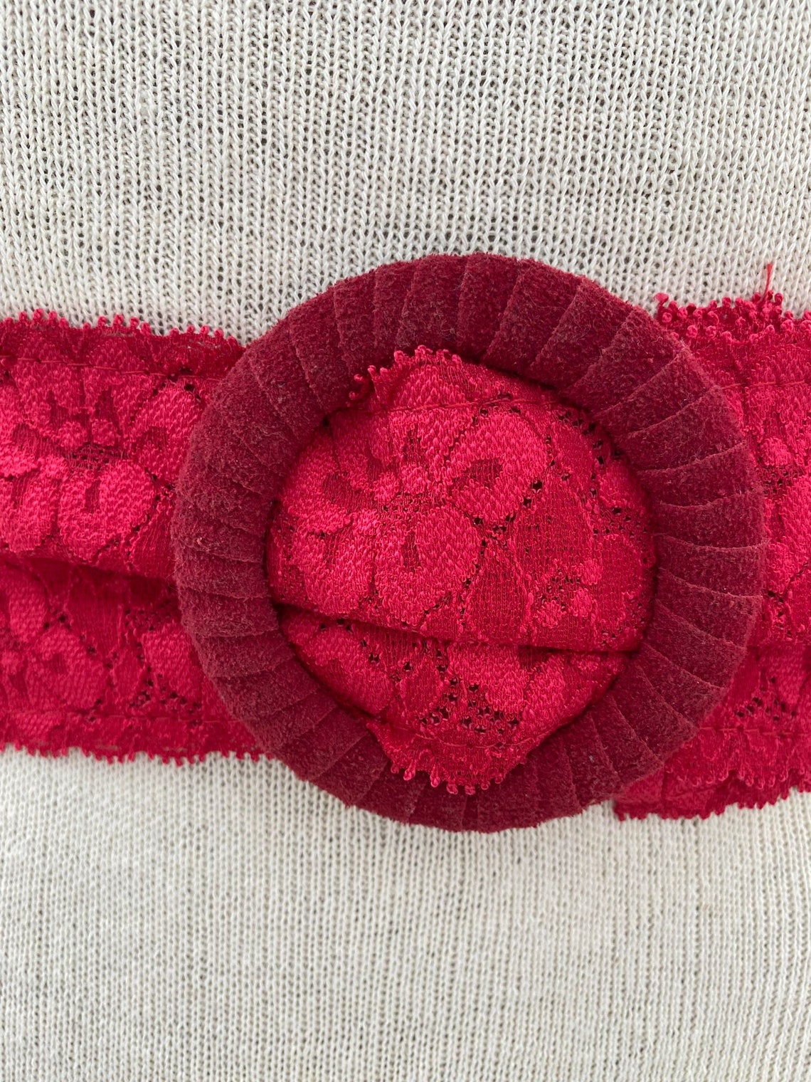 Vintage Red Lace Belt, 80s Lacey Waist Wear, Floral Lace, Round Covered ...
