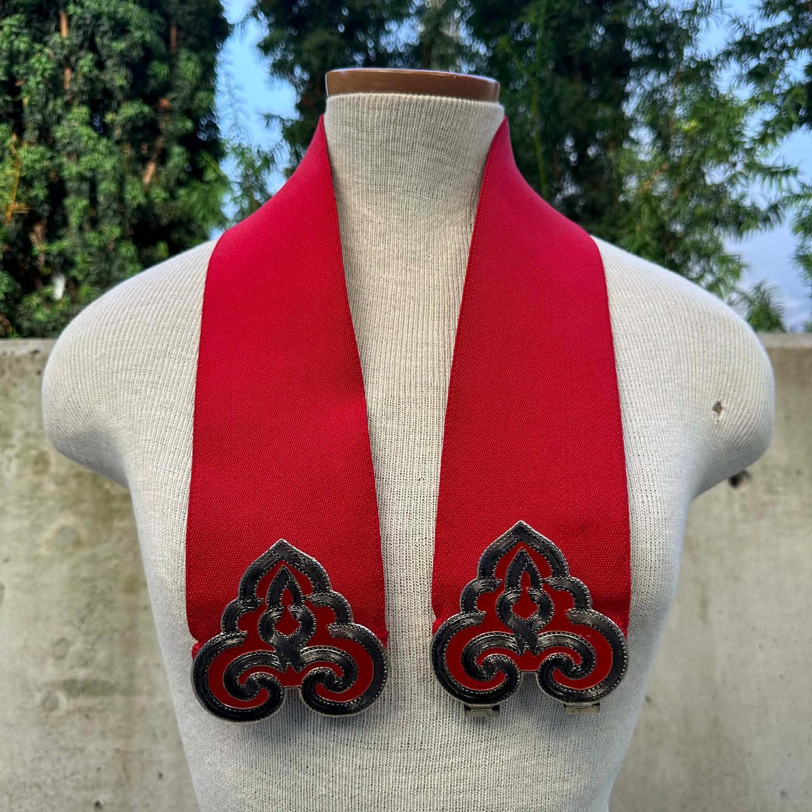 80s Red Wide Stretch Belt, Red Enamel and Silver Tone Scroll Buckle ...