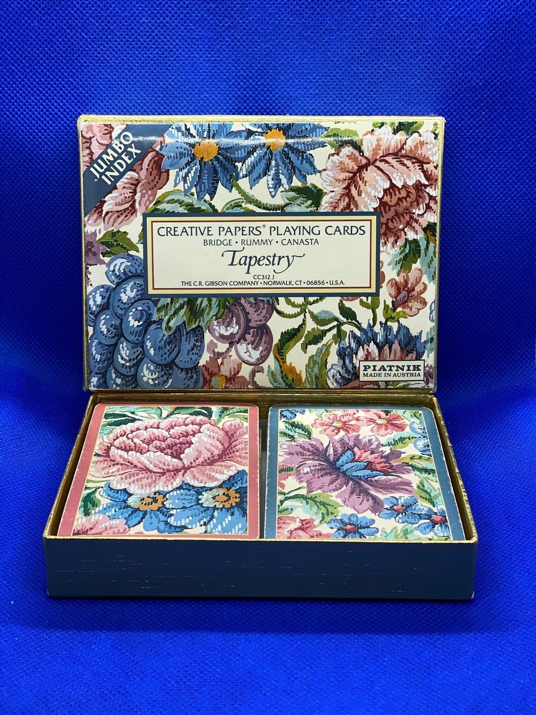 Vintage Piatnik Tapestry Playing Cards, Jumbo Index, Creative Papers, Made in Austria, Floral ...