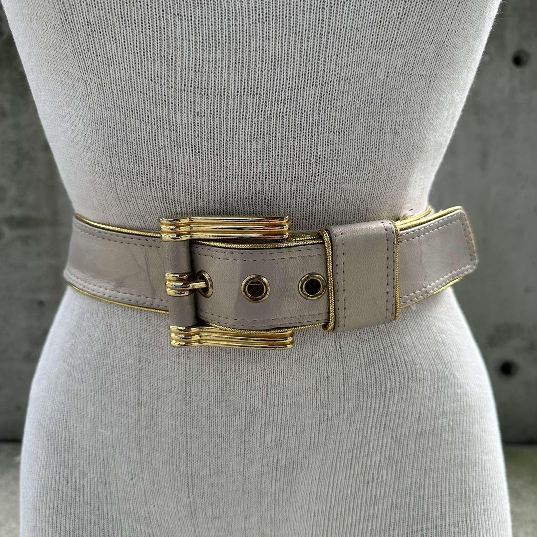 Vtg Suzi Roher Accessories Inc Belt, 80s Beige Gold Tone Pearl Sheen ...
