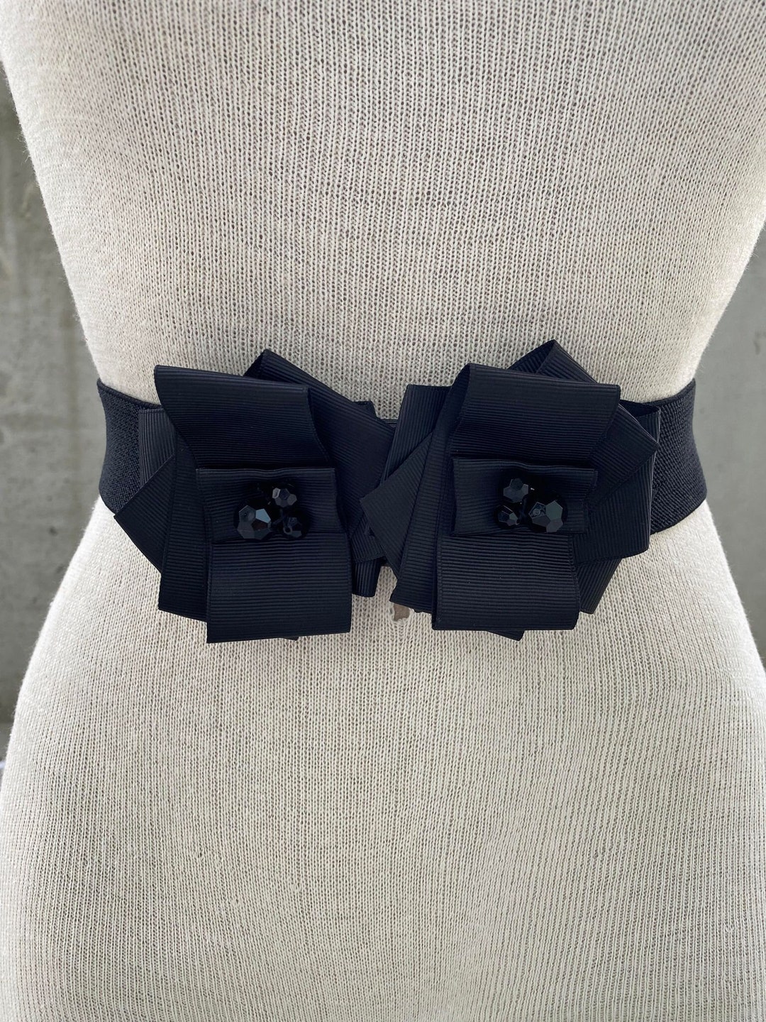 Y2K Elastic Black Bridal Sash, Vintage Wedding Accessories, Abstract ...