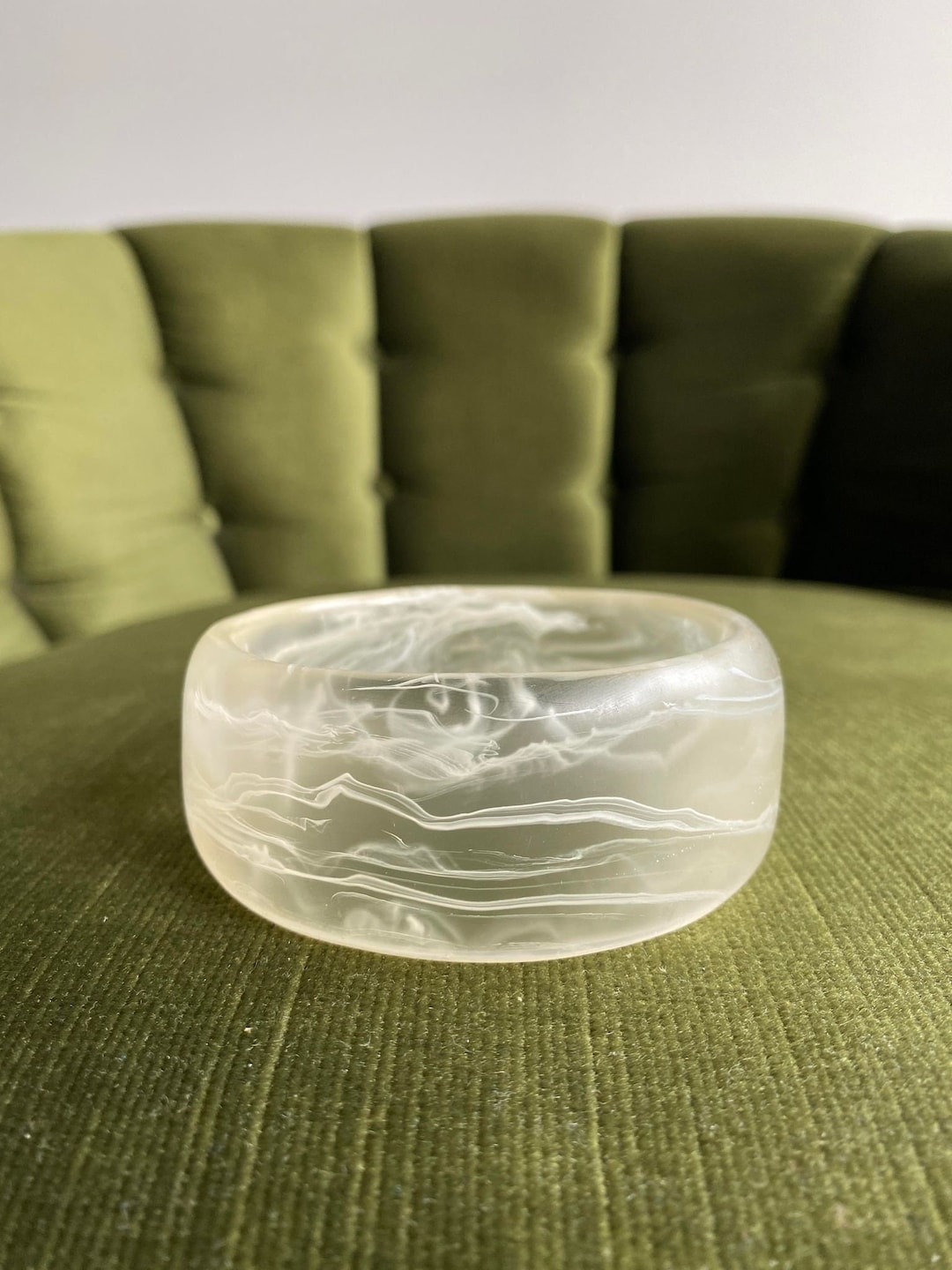 Vintage Smokey Marbled Bangle, Clear and White Lucite, White Smoke ...