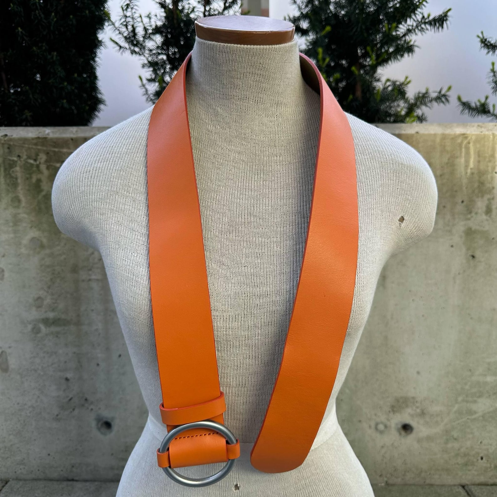Y2K Marimekko Belt, Orange Genuine Leather Waistband, Silver Tone ...