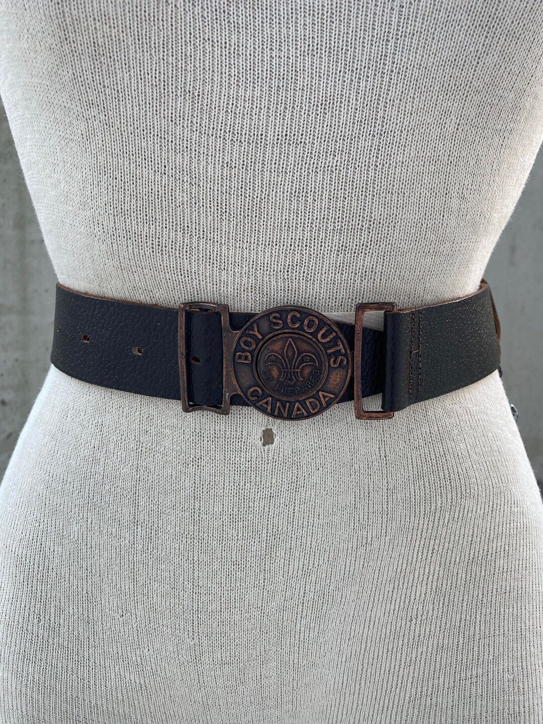Vintage 80s Boy Scouts Canada Belt, Dark Brown Genuine Cowhide Belt, Be ...