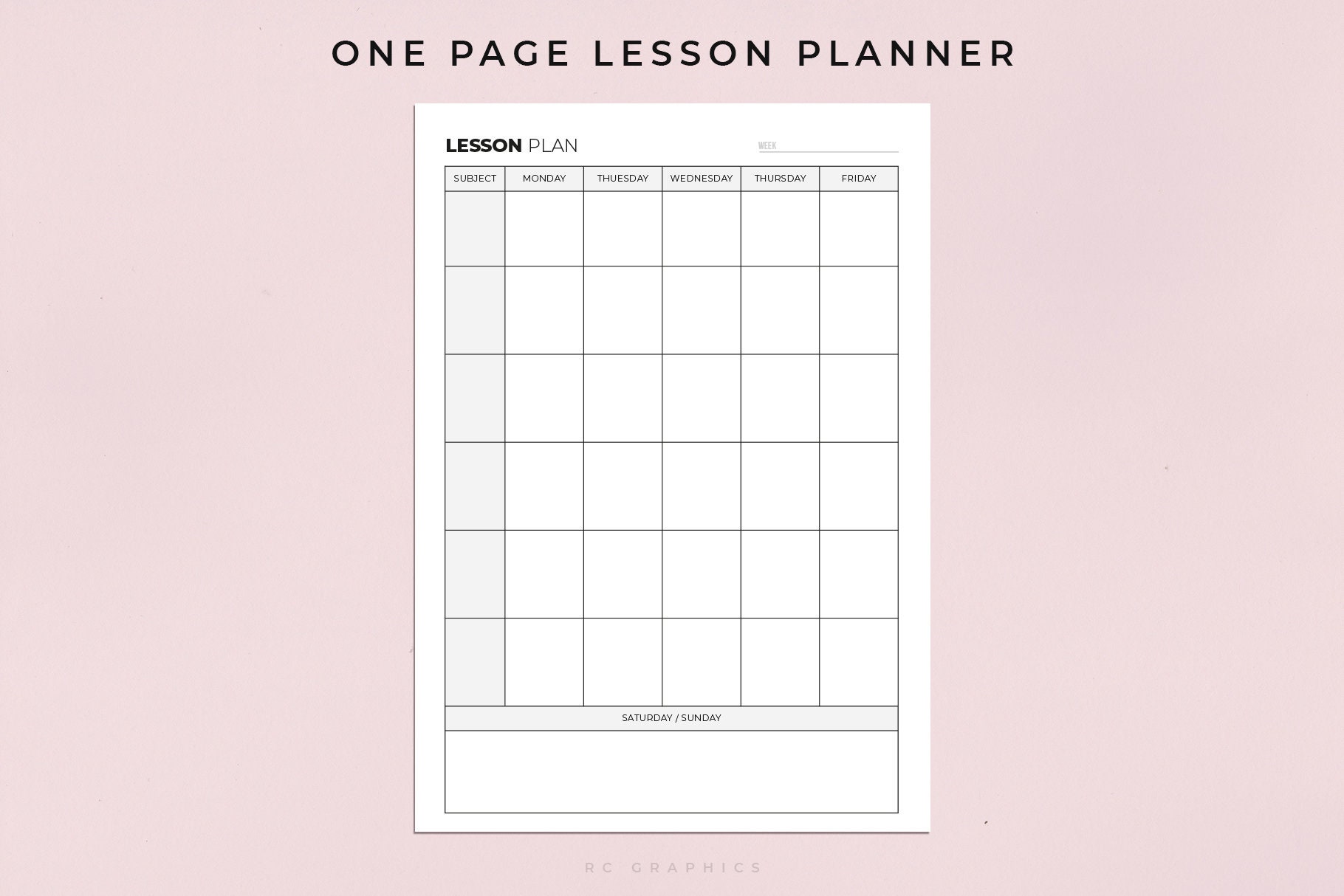 Lesson Planner, Teacher Planner Printable, School Planner, Homeschool ...