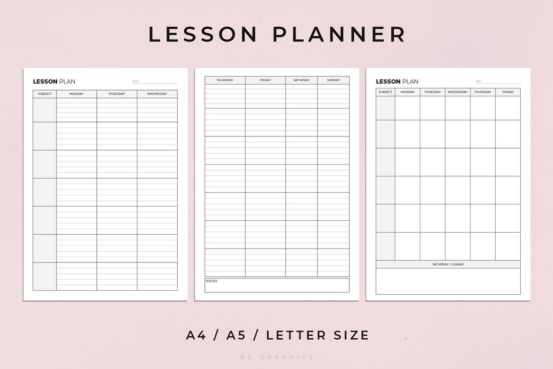 Lesson Planner, Teacher Planner Printable, School Planner, Homeschool ...