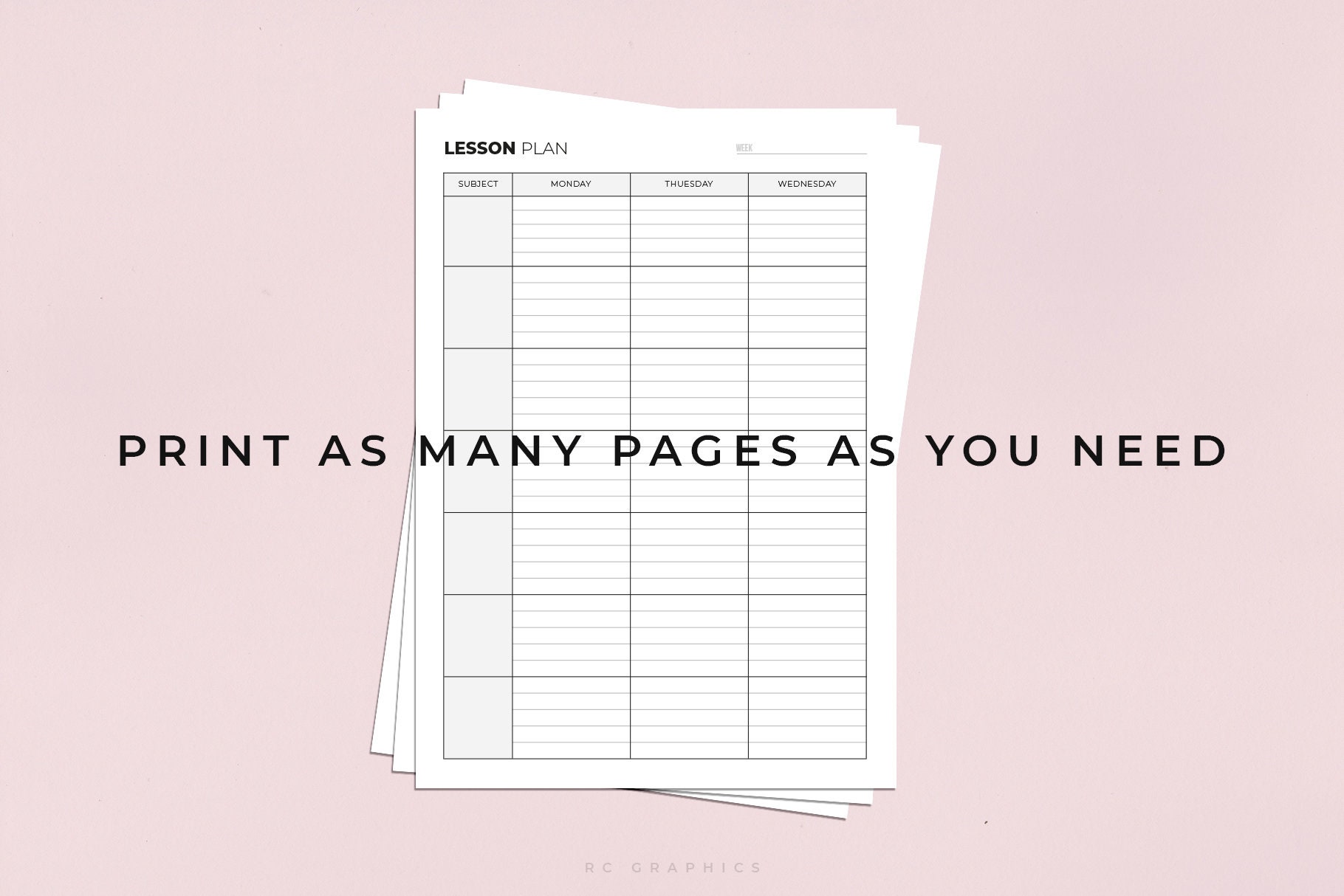 Lesson Planner, Teacher Planner Printable, School Planner, Homeschool ...