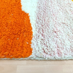 Large Moroccan Rug, Wool Handmade Rug, White and Orange Rug, Abstract ...