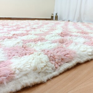 Checkered Pink Rug, Handmade Custom Rug, Pink and White Rug, Moroccan ...