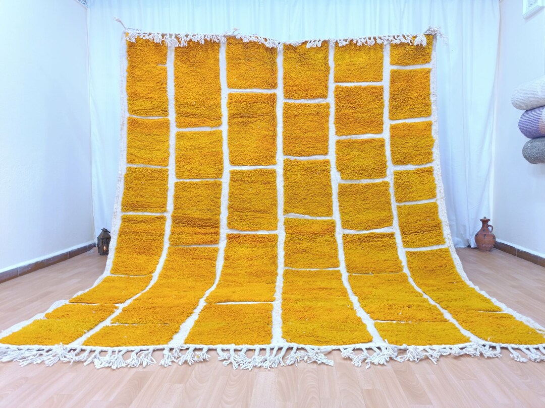 Mustard Moroccan Rug, Handmade Rug, Yellow Rug, Beni Ourain Rug, Tribal ...