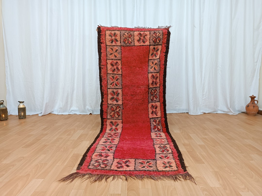 Small Vintage Rug, 2,5 X 6,8 Moroccan Rug, Red Small Rug, Handmade ...