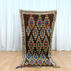 Brown Floral Rug 3x6, Berber Handmade Carpet, Moroccan Vintage Rug ...