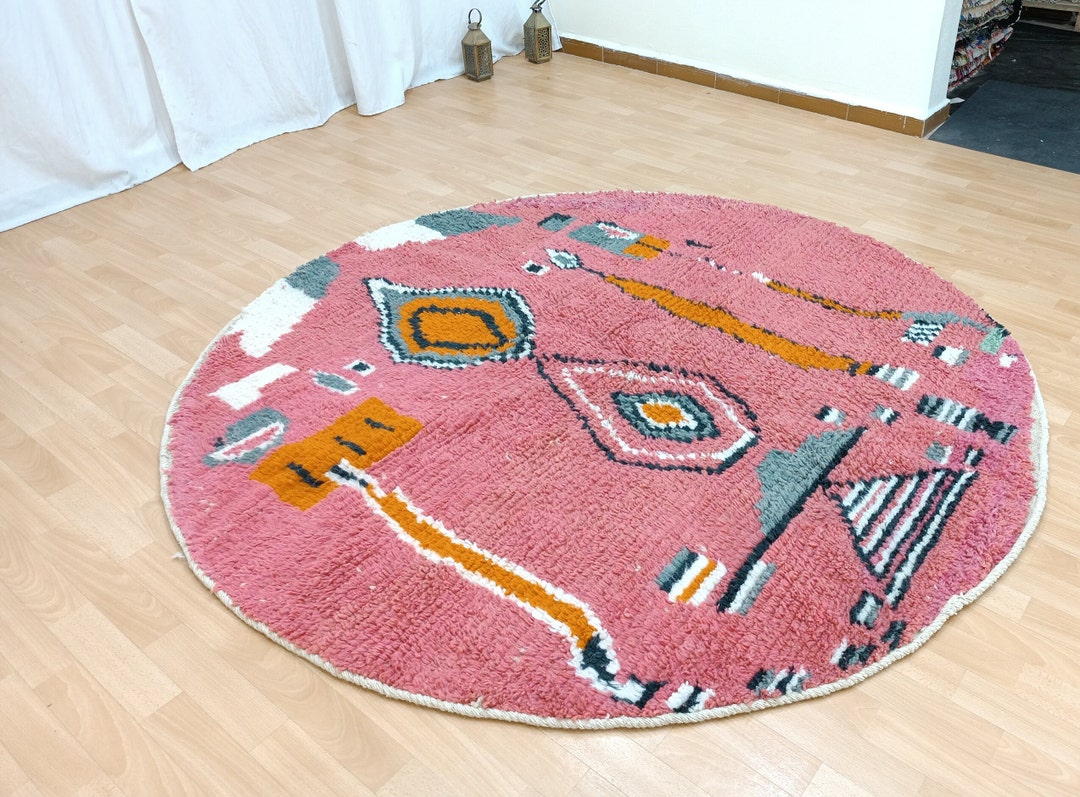 Moroccan Round Rug, 7' Round Rug for Dinning Room, Home Decor Rug, Boho ...