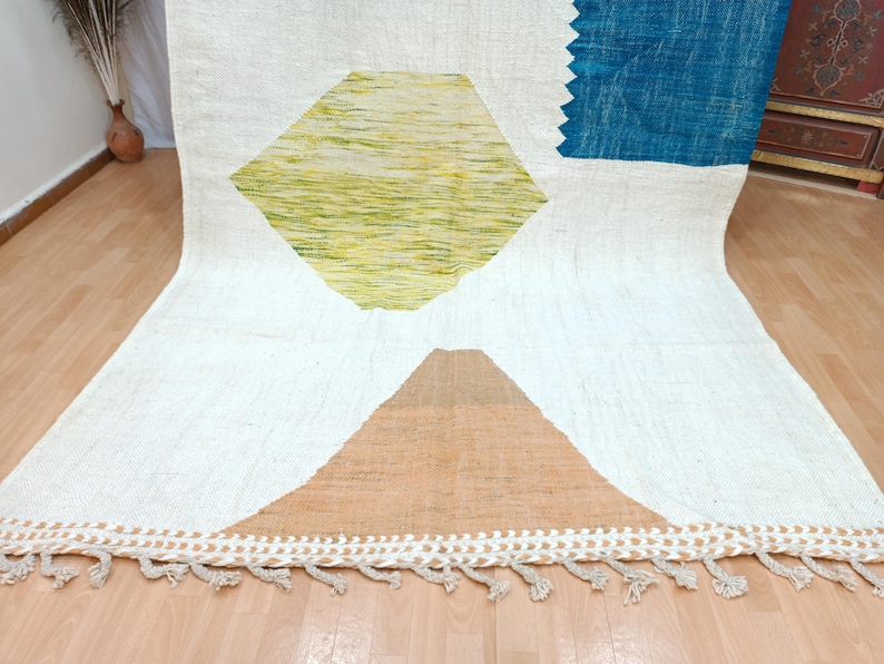 Handwoven Berber Wool Rug: Abstract Zanafi Kilim Carpet - Etsy