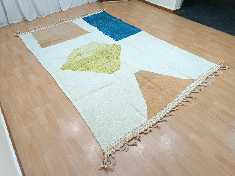 Handwoven Berber Wool Rug: Abstract Zanafi Kilim Carpet - Etsy