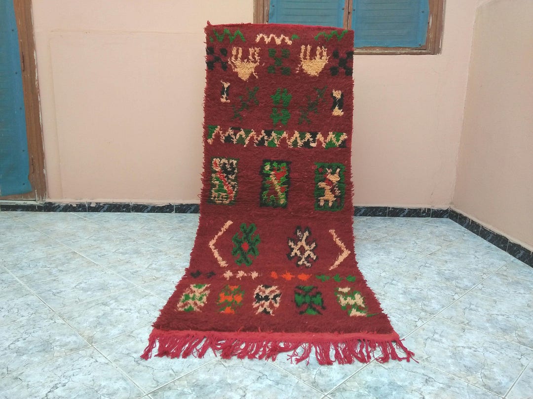 Maroon Berber Rug, 2x6 Vintage Moroccan Runner Rug - Etsy