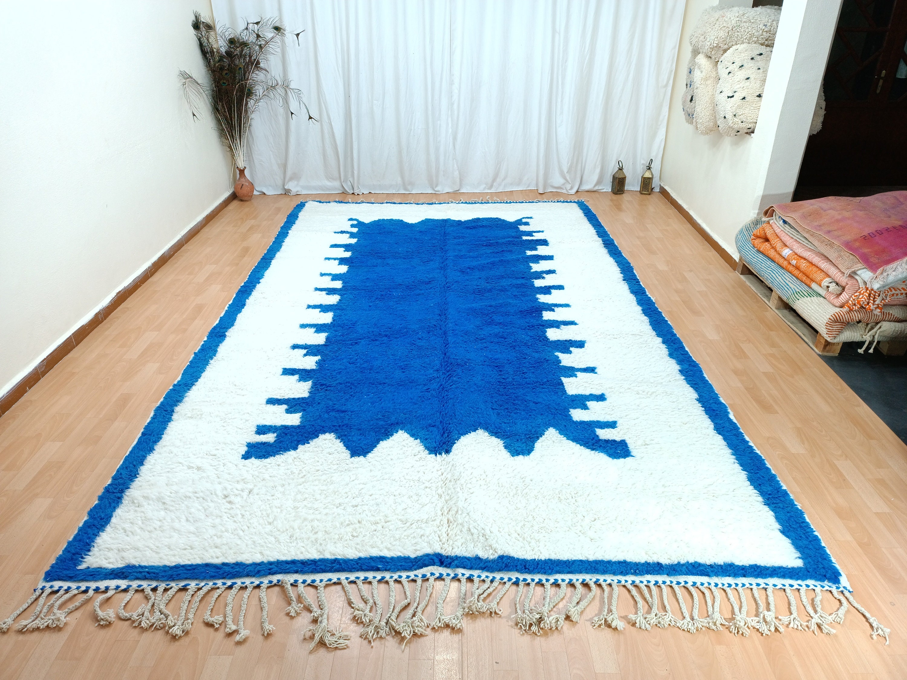 Large Royal Blue Berber Rug, Handmade Moroccan Carpet - Etsy