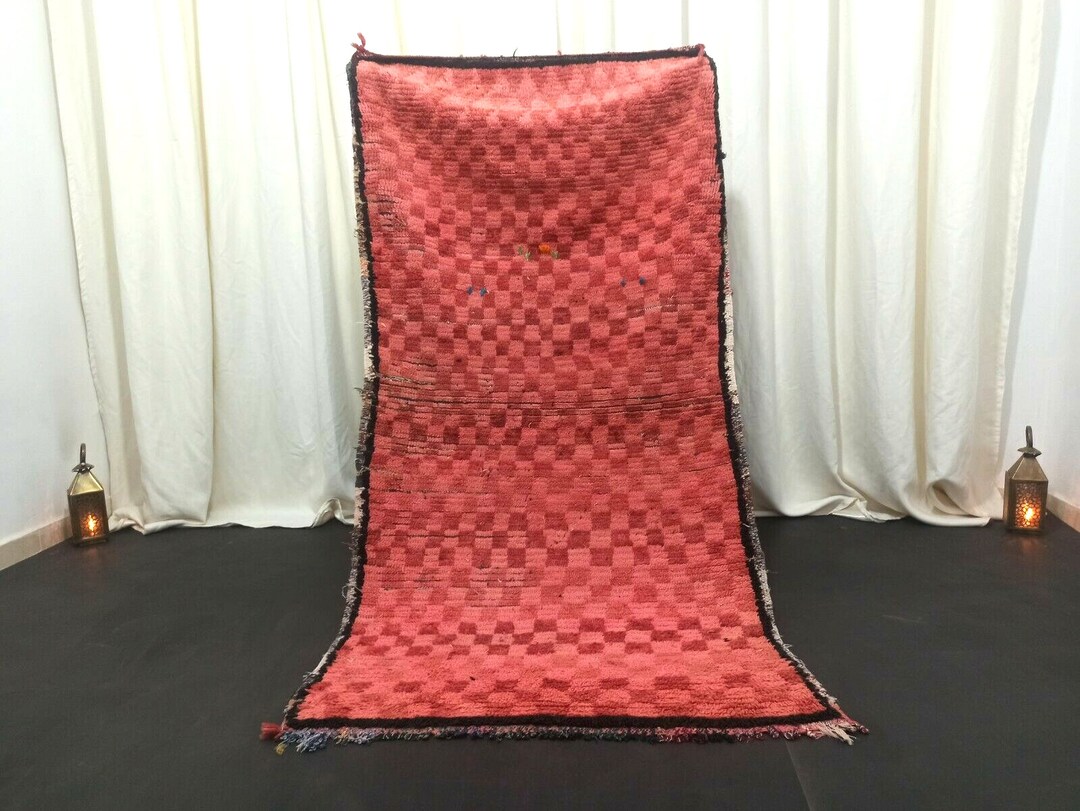Vintage Checkered Rug, 3x6 Moroccan Nomad Rug, Berber Nomad Rug ...