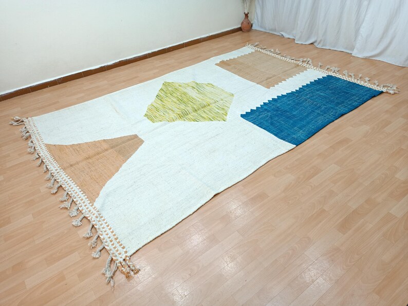 Handwoven Berber Wool Rug: Abstract Zanafi Kilim Carpet - Etsy