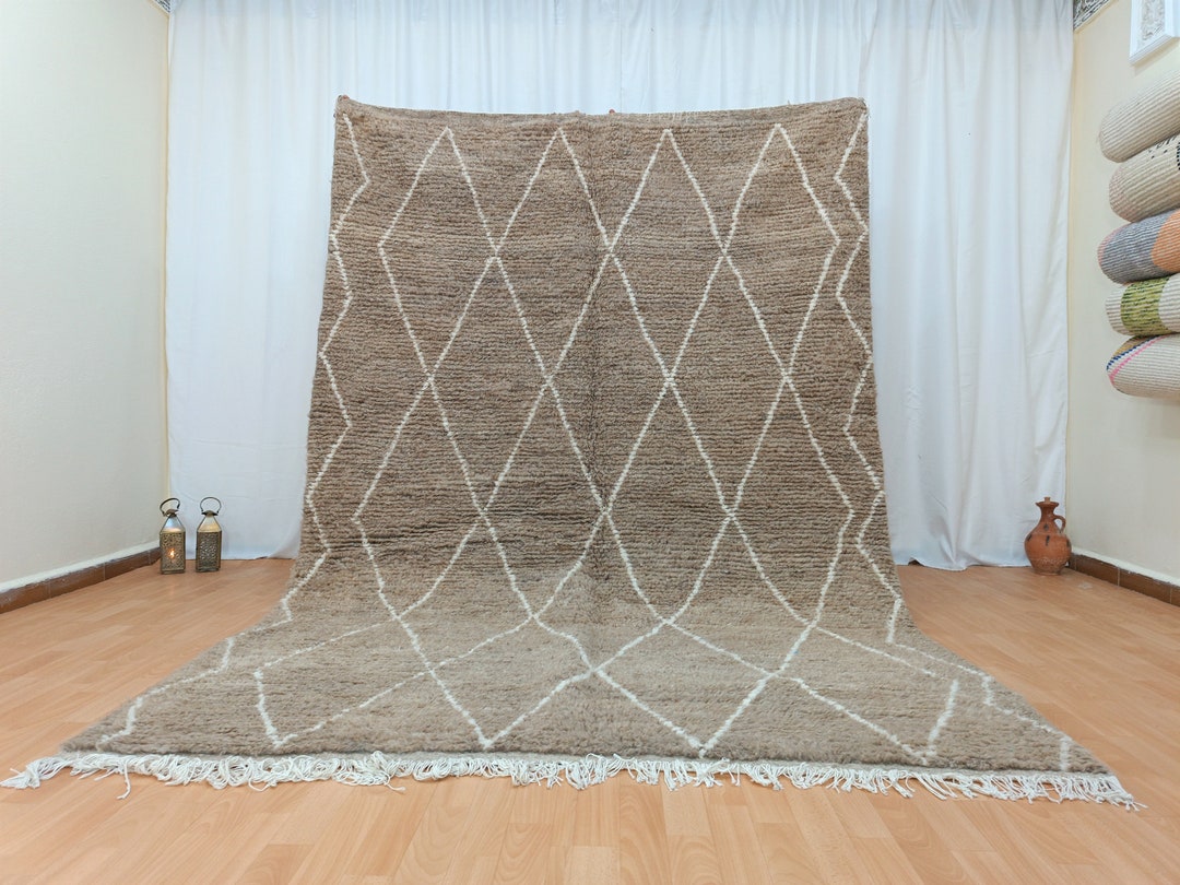 Moroccan Beige Rug, Handmade Rug, Beige Carpet, Beni Ourain Rug, Tribal ...