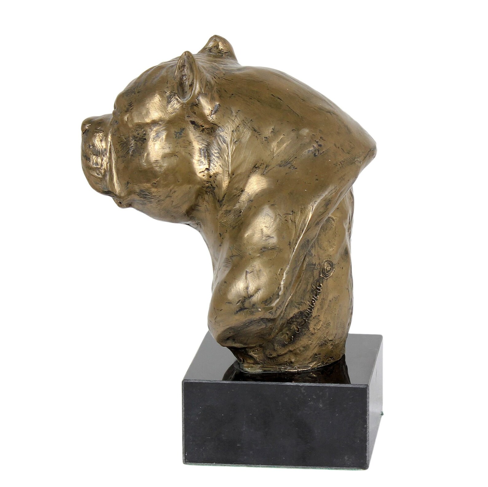 American Bully Statue, Cold Cast Bronze Sculpture, Marble Base, Home ...