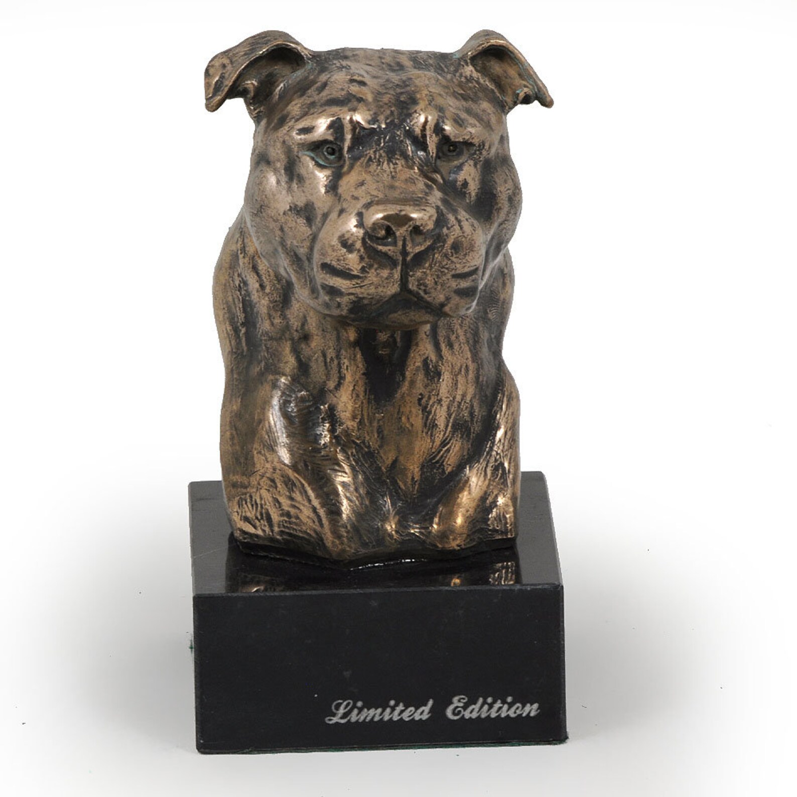American Staffordshire Terrier Statue, Cold Cast Bronze Sculpture ...