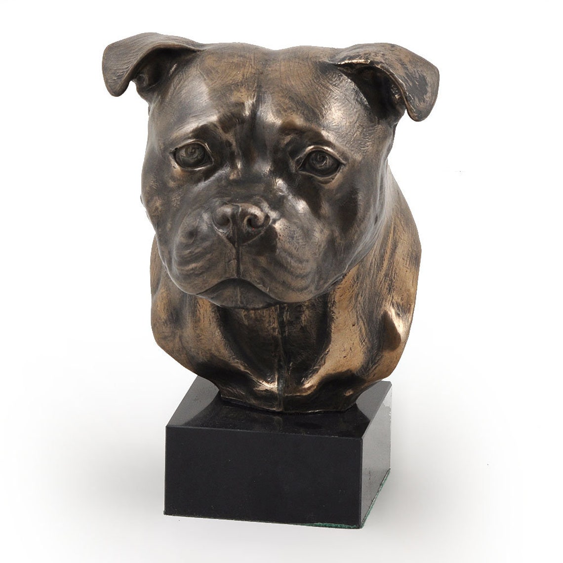 Staffordshire Bull Terrier Statue, Cold Cast Bronze Sculpture, Marble ...