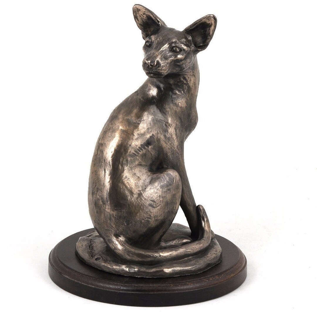 Sphynx Cat Statue, Cold Cast Bronze Sculpture, Wooden or Marble Base ...