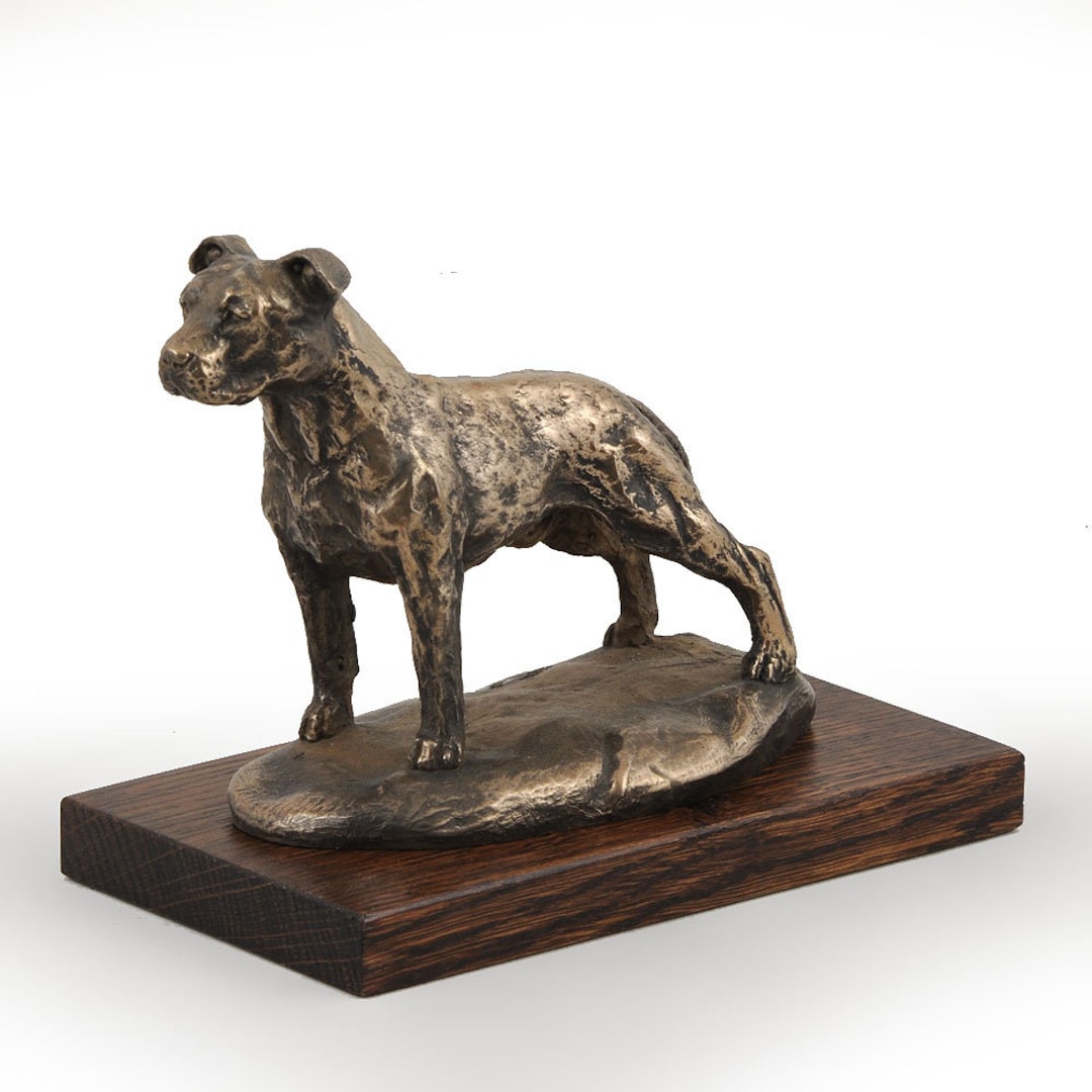 American Staffordshire Terrier Amstaff Statue, Cold Cast Bronze ...