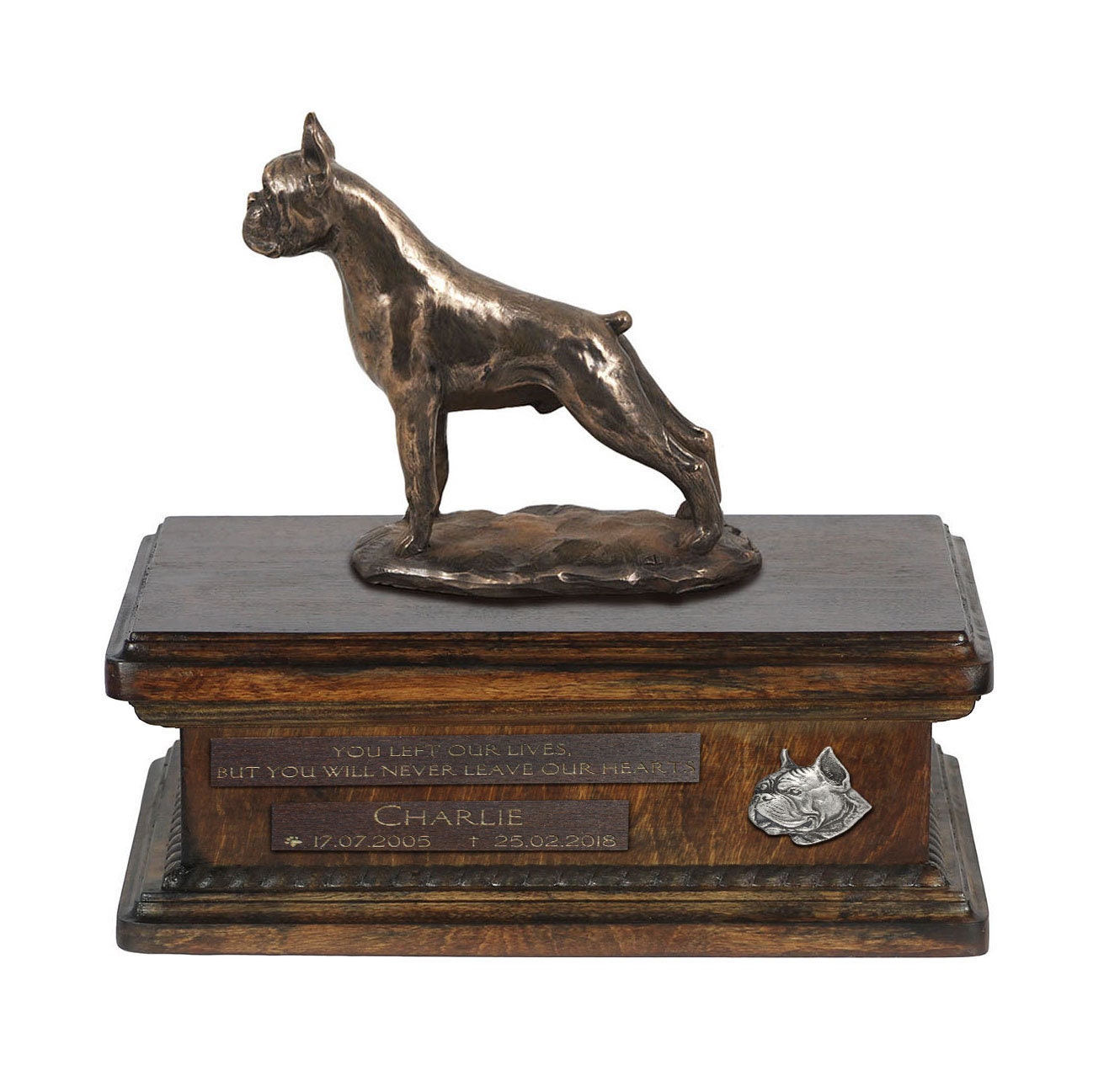 Boxer Cropped Urn for Dog Ashes, Urn With Name, Dates and Quote ...