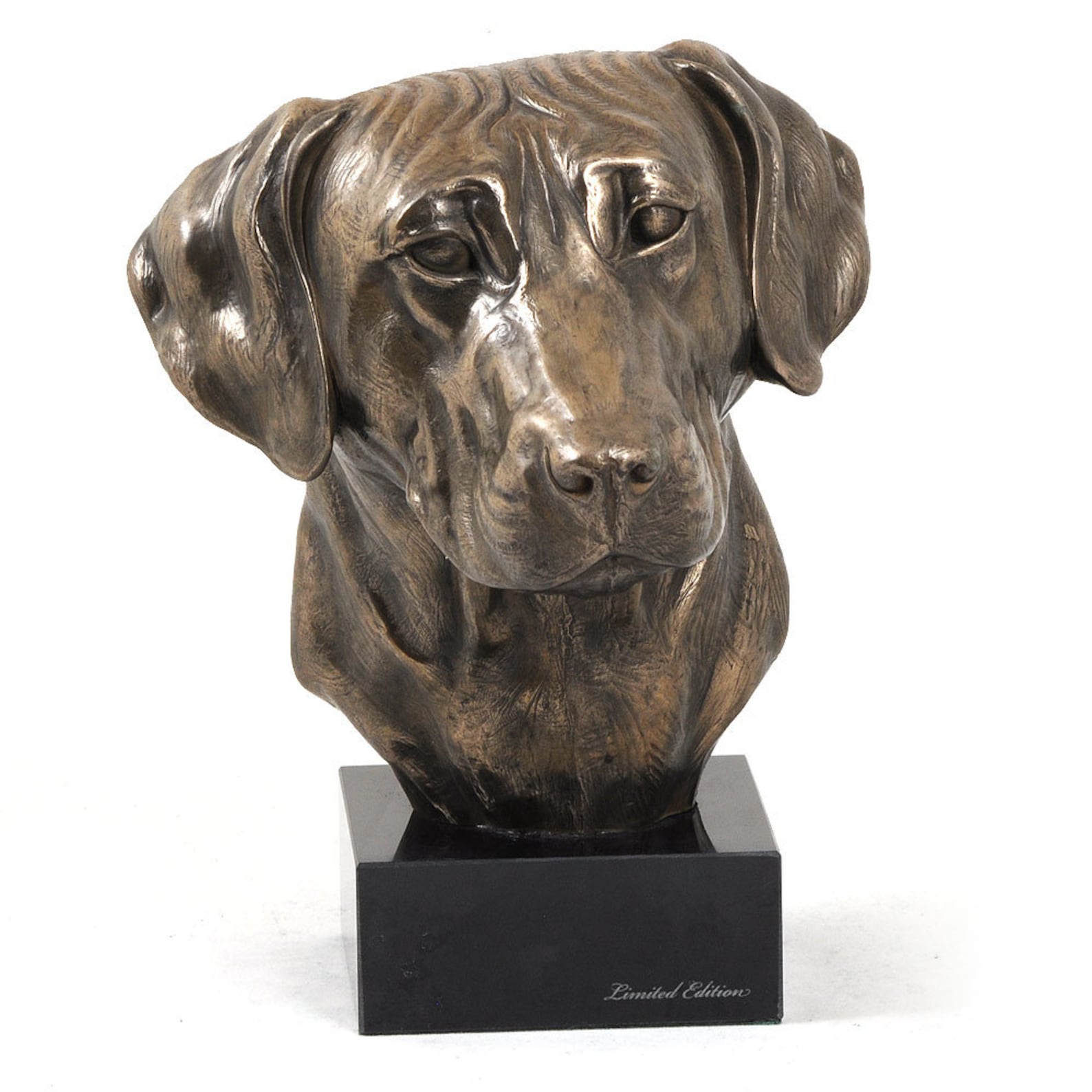 Rhodesian Ridgeback Statue, Cold Cast Bronze Sculpture, Marble Base ...