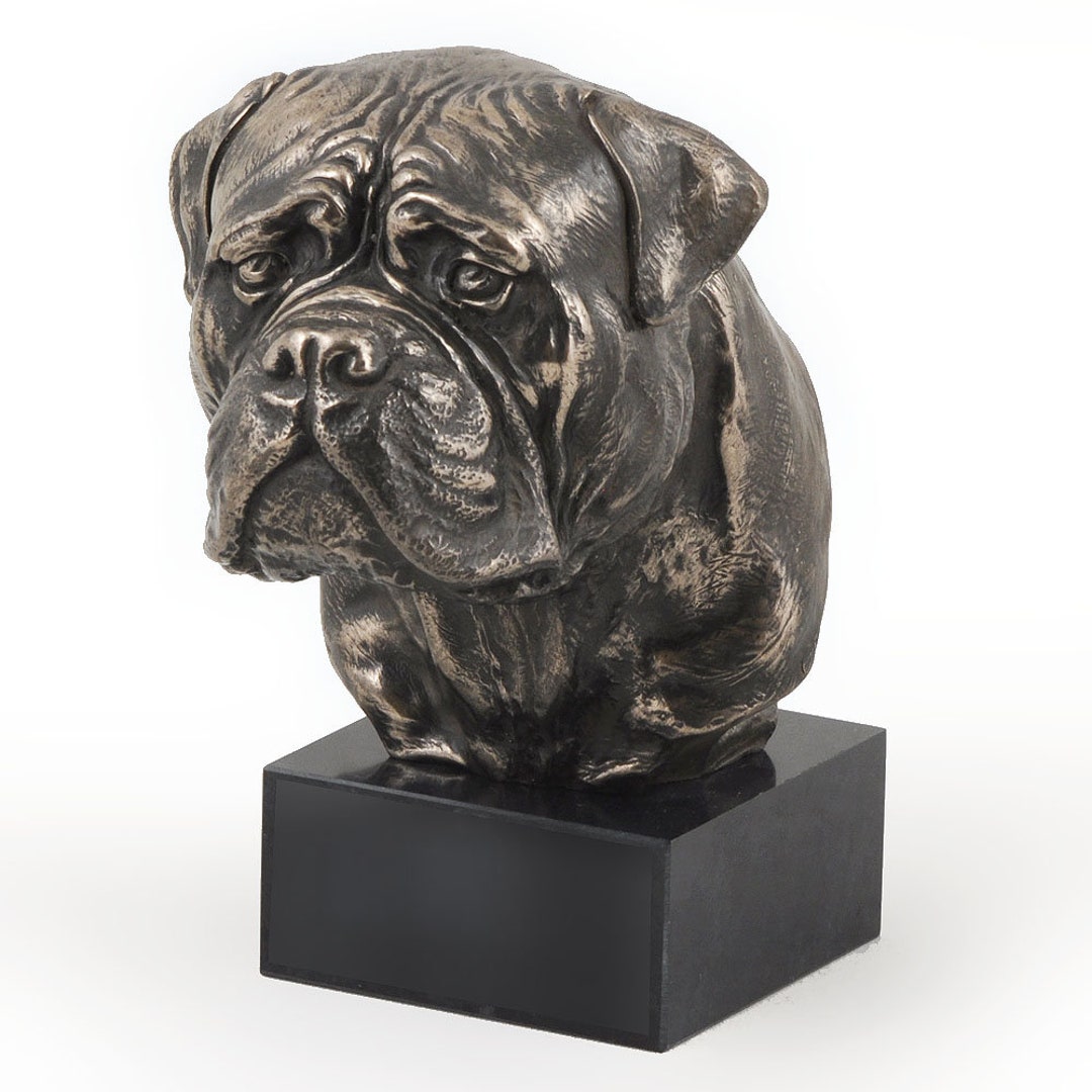 Bullmastiff Statue, Cold Cast Bronze Sculpture, Marble Base, Home and ...