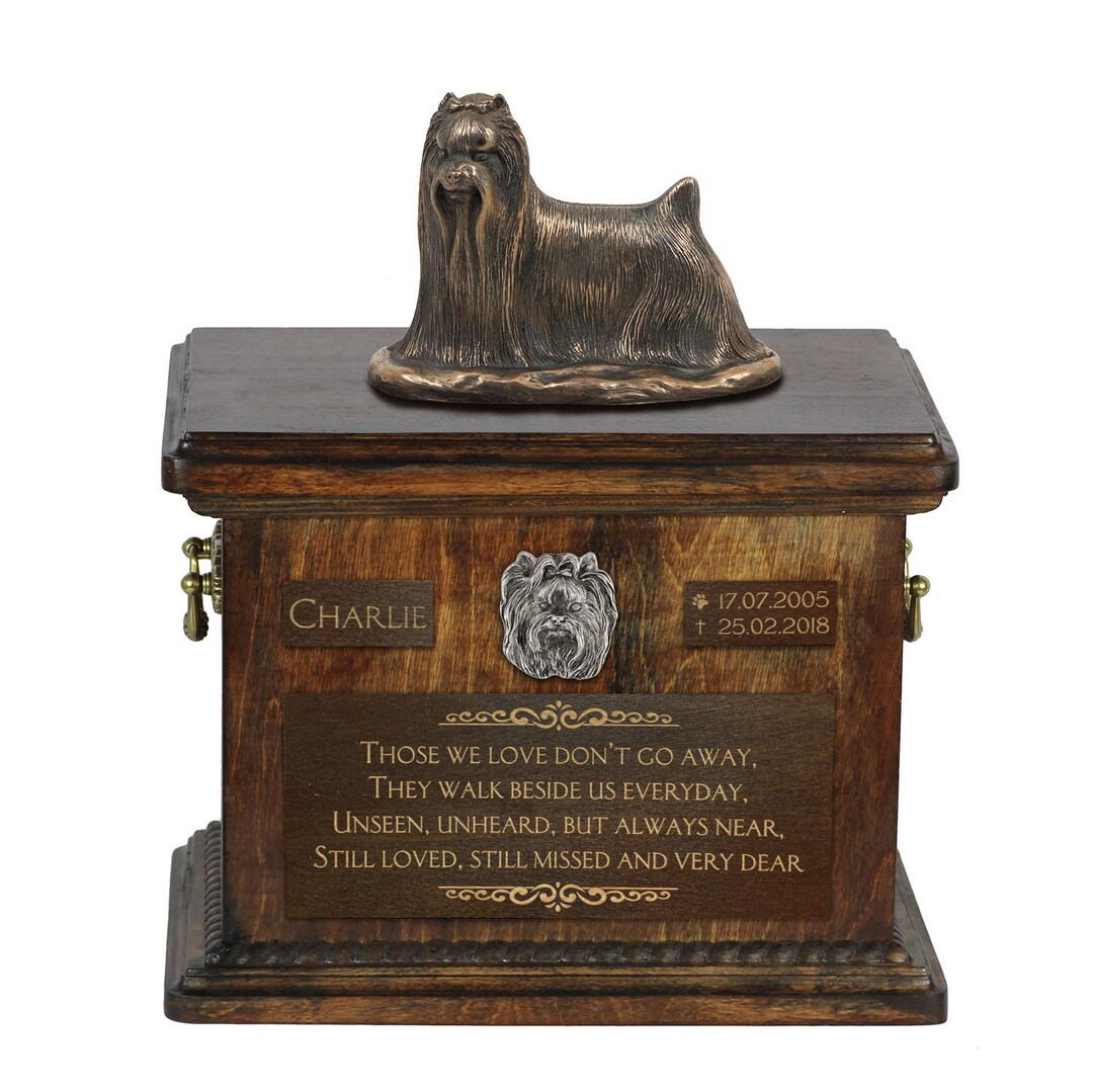 Yorkshire Terrier Urn for Dog Ashes, Urn With Name, Dates and Quote ...